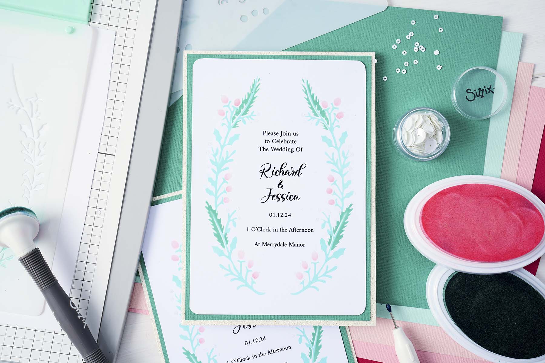 Merry & Bright #3 A6 Layered Stencils by Jen Long - Sizzix