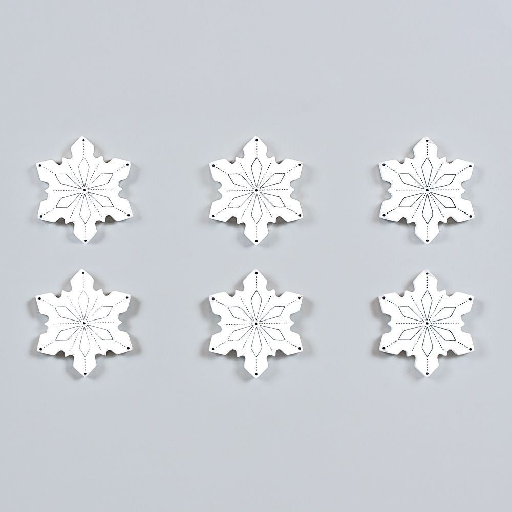 Wood Snowflake Shapes - Set of 6 | Mid-Century Christmas Decor