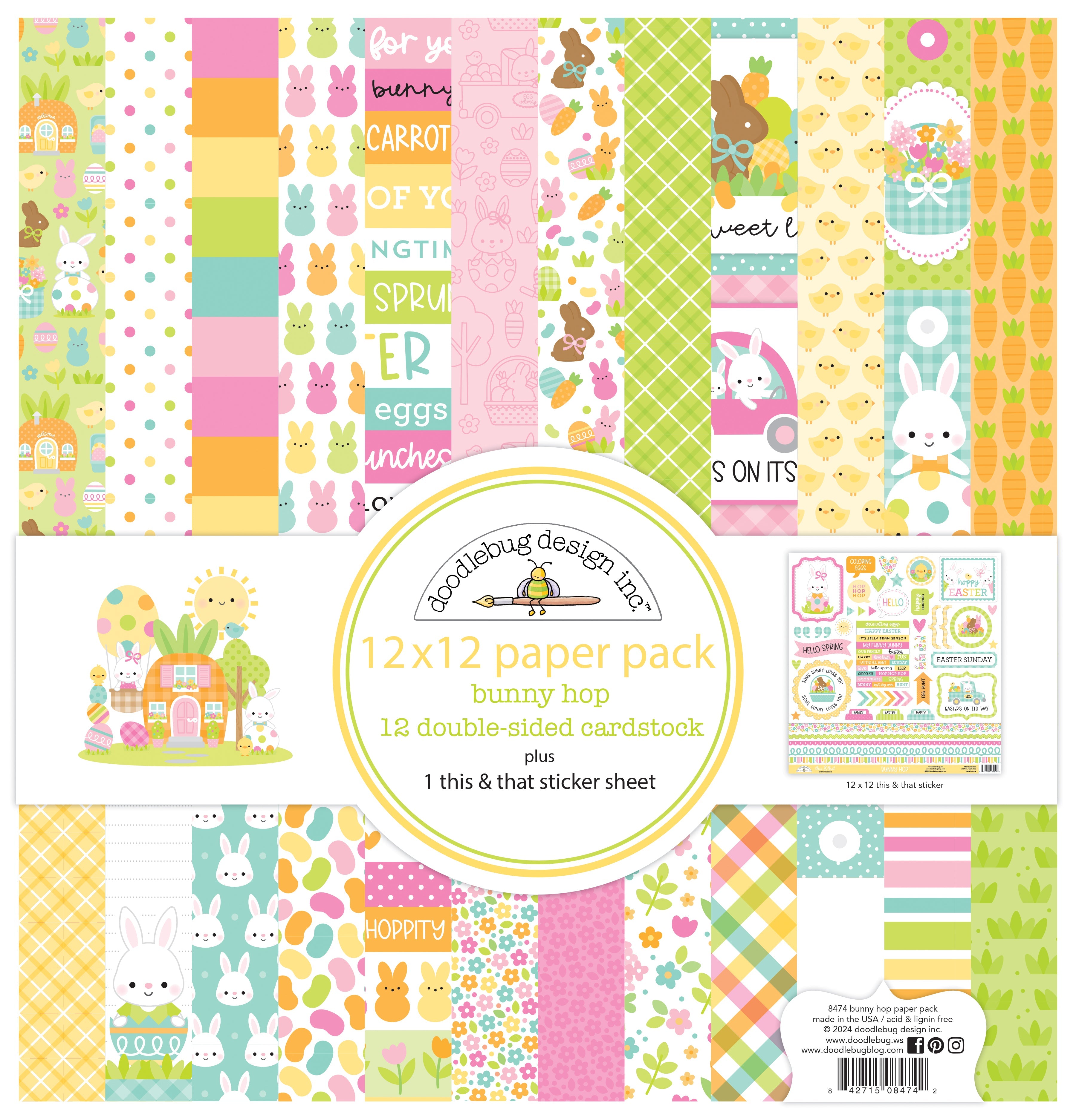 Bunny Hop 12" x 12" Paper Pack - Doodlebug