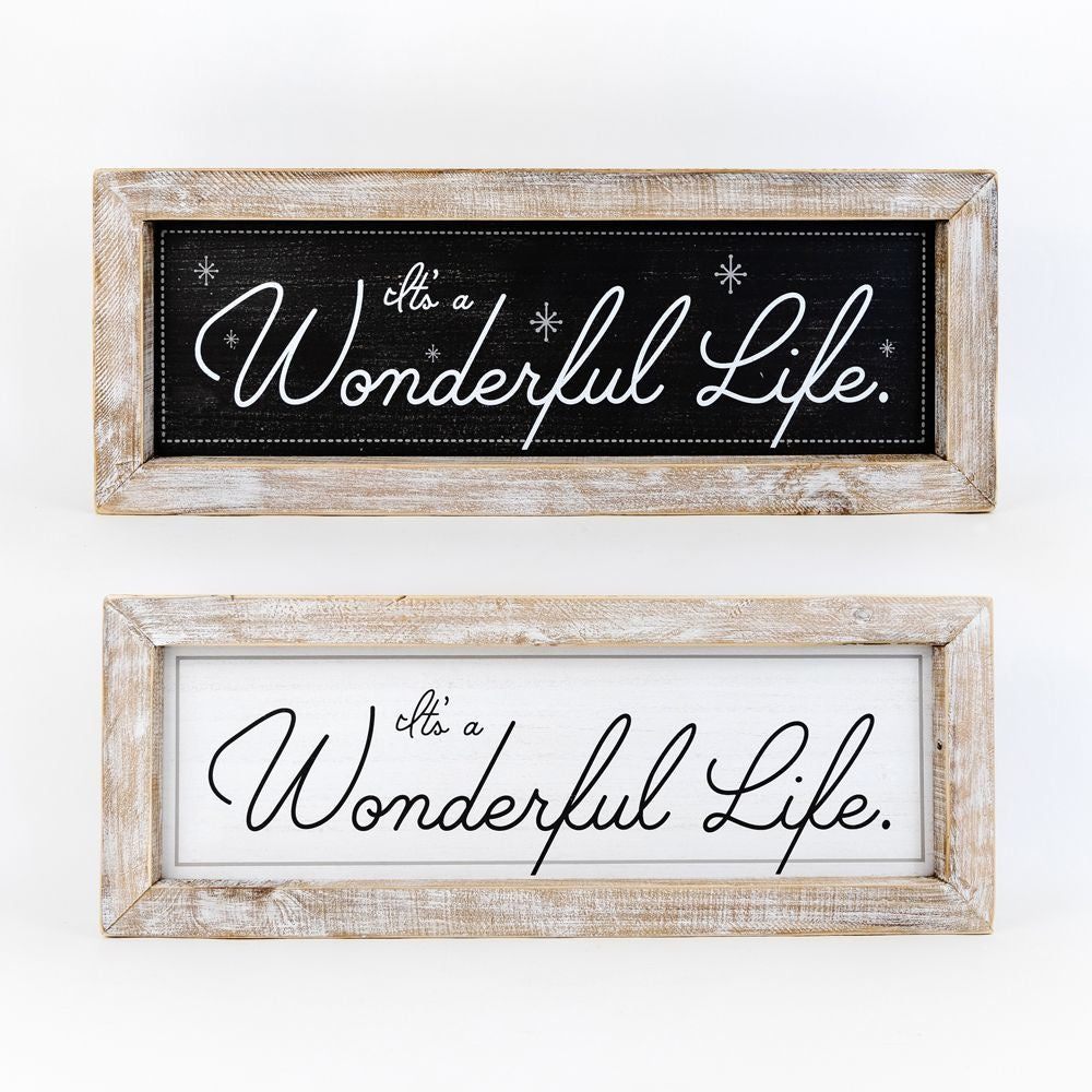 It's a Wonderful Life Reversible Wood Sign | Holiday Decor