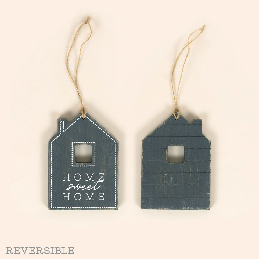 Reversible HOME Wood Tag - Grey & White Decor