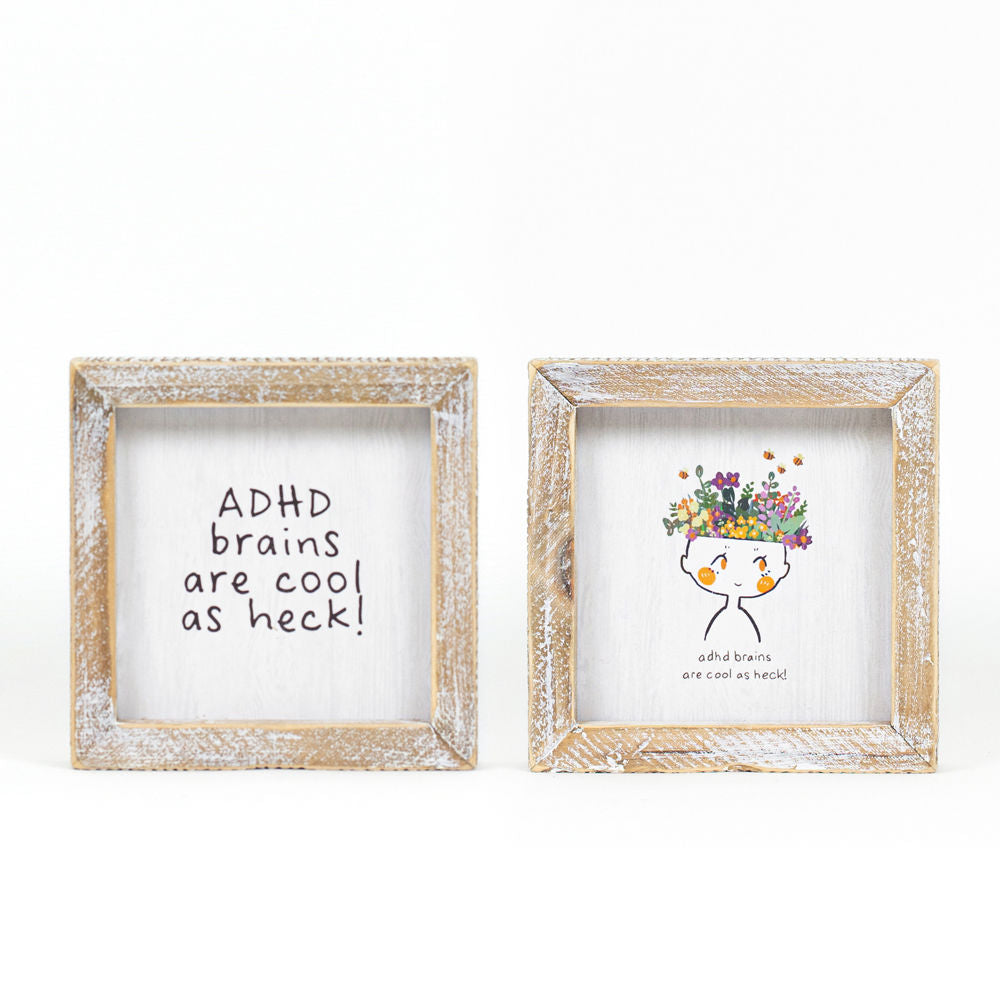 ADHD Awareness Reversible Wood Frame Sign
