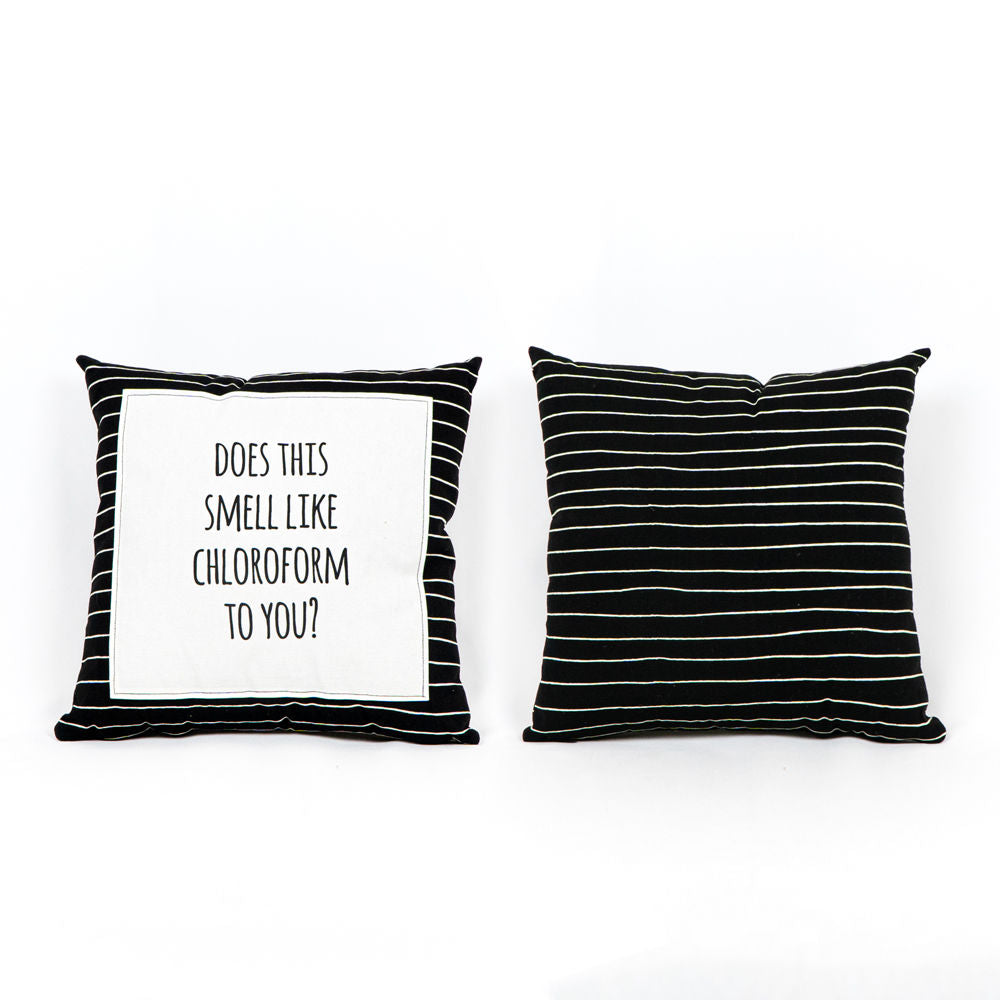 Chloroform Canvas Pillow | Black & White Graphic Design