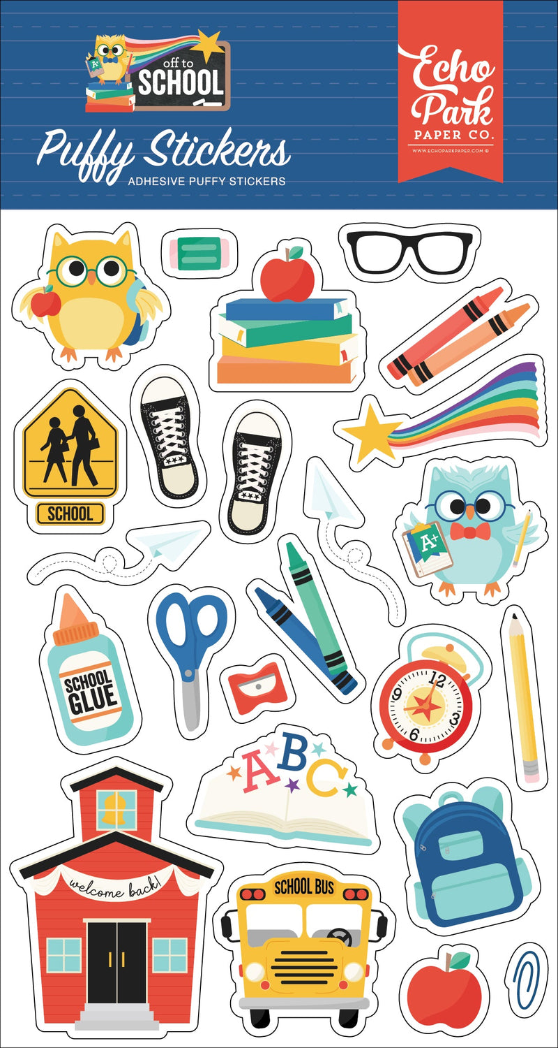 Off To School Puffy Stickers - Echo Park | CraftDirect.com