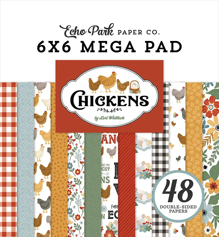 Echo Park Chickens Cardmakers Mega Pad, 6” x 6”