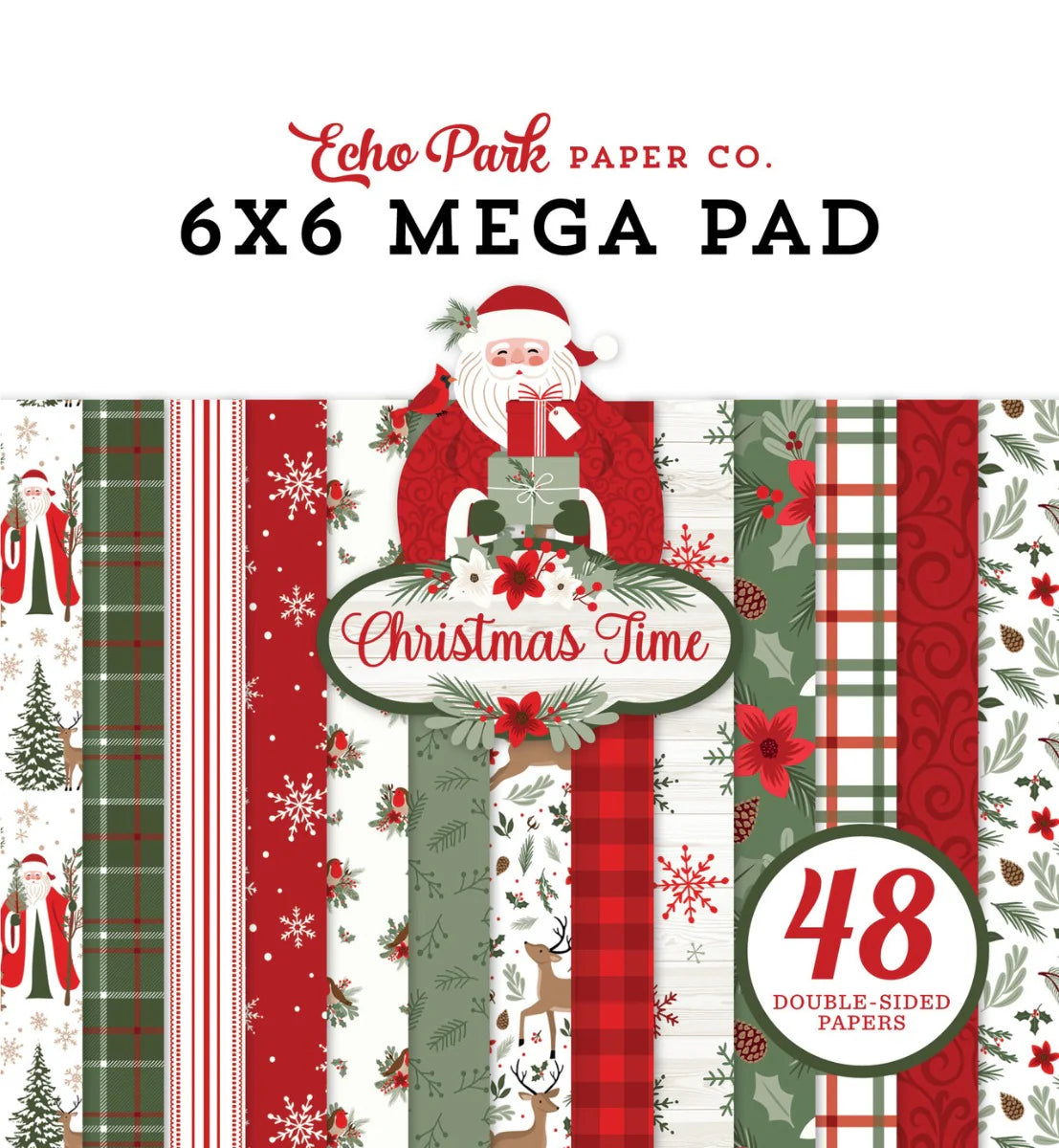 Echo Park Christmas Time Card Maker's Mega Pad, 6" x 6"