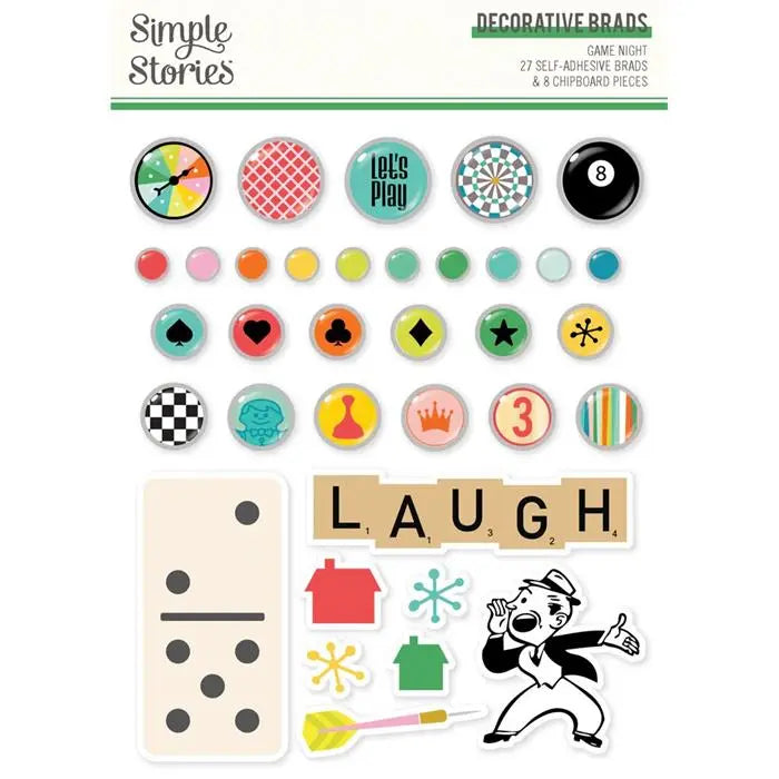 Simple Stories Game Night Decorative Brads