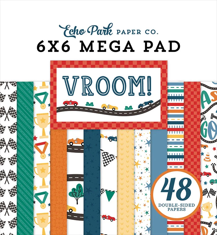 Echo Park Vroom! Cardmakers Mega Pad, 6” x 6”