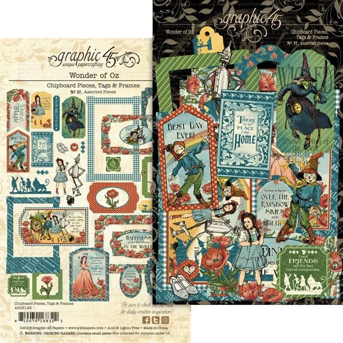 Graphic 45 Wonder of Oz Chipboard Pieces, Tags & Frames