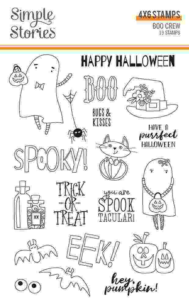 Simple Stories Boo Crew Rubber Stamps - Reusable Stamp Set for Crafting ...