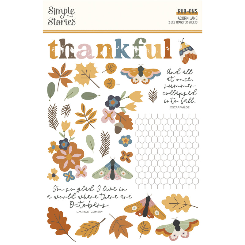 Simple Stories Acorn Lane Rub-Ons Craft Embellishments | CraftDirect.com