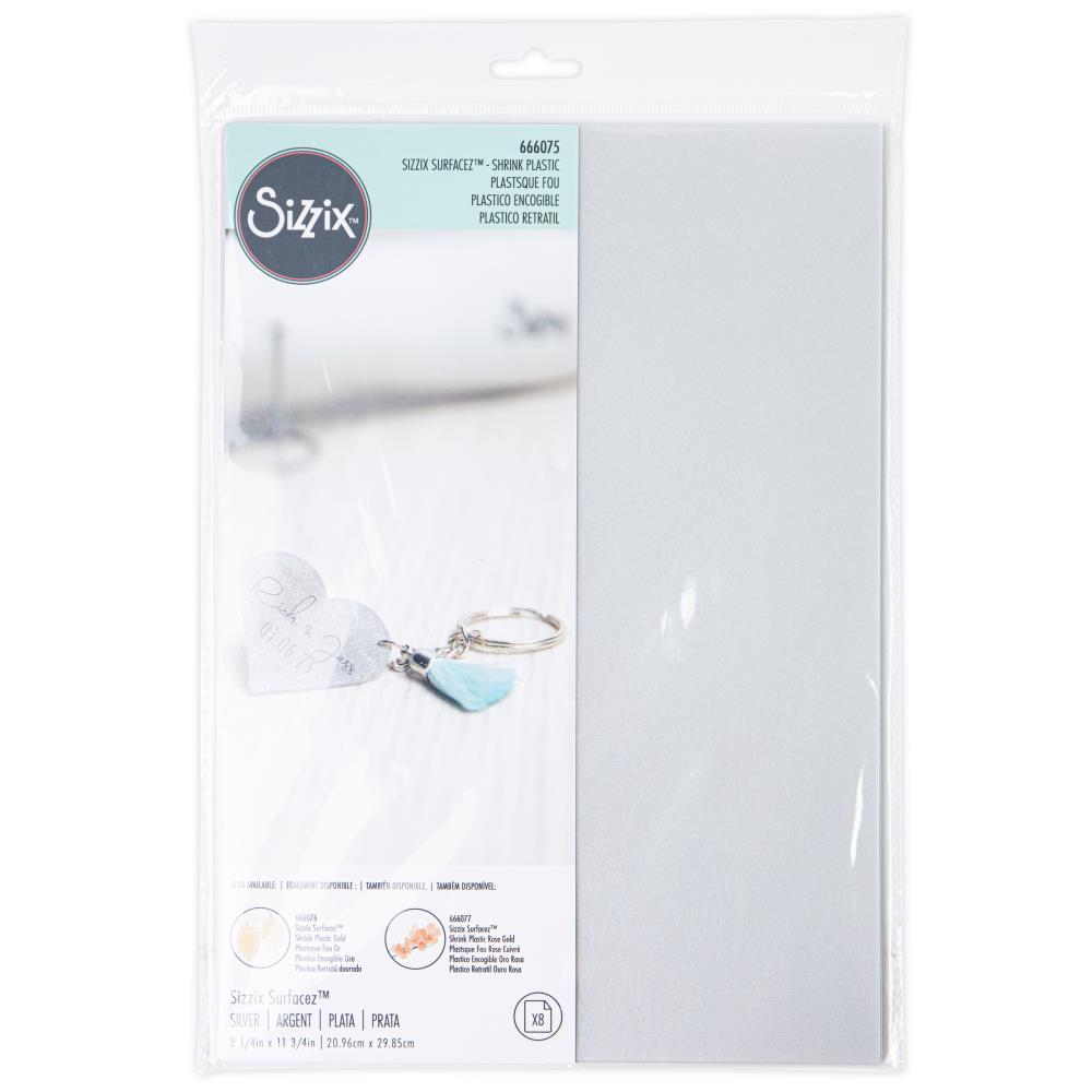 Sizzix Metallic Shrink Plastic 8 1/4" x 11 3/4" Silver Surfacez ...