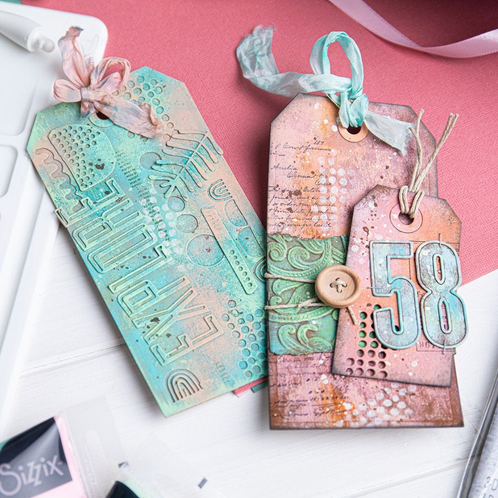 Sizzix Alphanumeric Bulletin Thinlits Die Set by Tim Holtz | CraftDirect.com