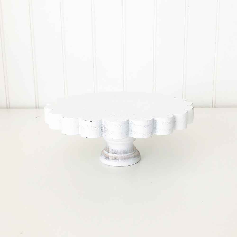 Foundations Decor White Scalloped Stand - Trays and Stands - Wood Craft ...