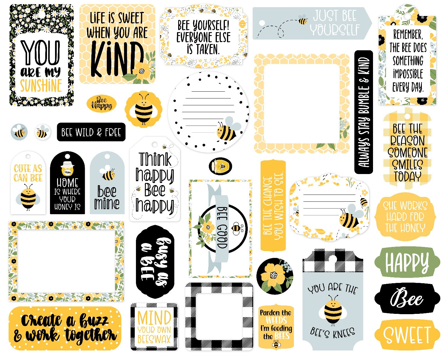 Echo Park Bee Happy Frames & Tags Die Cuts for Crafting | CraftDirect.com