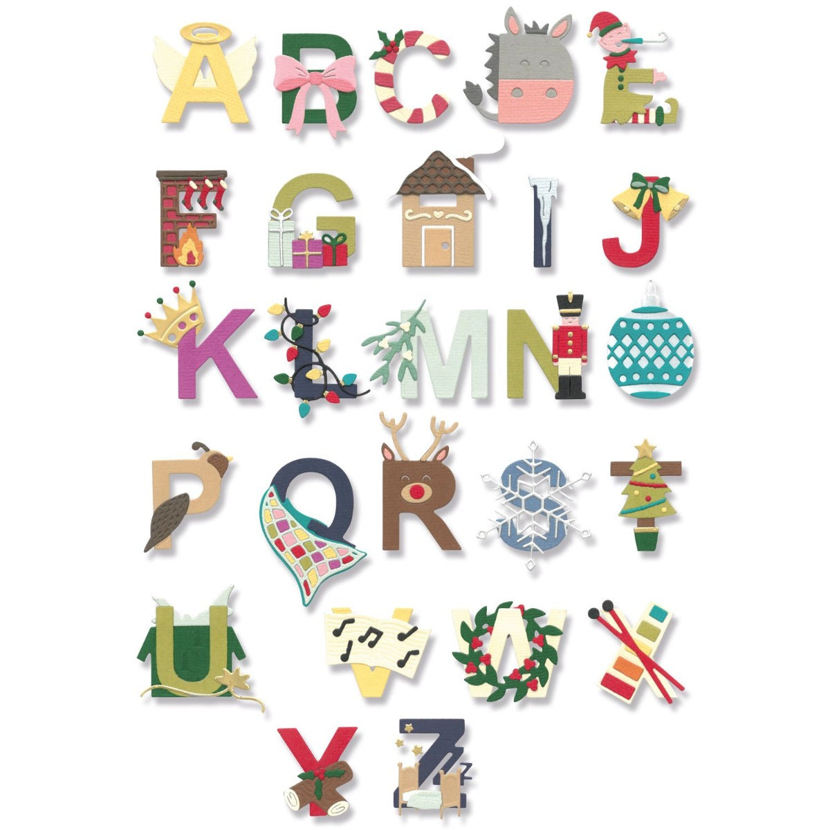 Sizzix Christmas Alphabet Thinlits Die by Jennifer Ogborn | CraftDirect.com