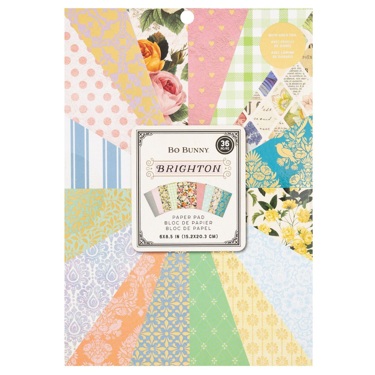 Bo Bunny Brighton Scrapbook Paper Pad with Gold Foils, 6" x 8 ...