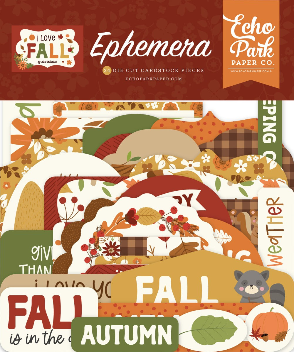 Echo Park I Love Fall Ephemera Die Cut Scrapbook Embellishments ...